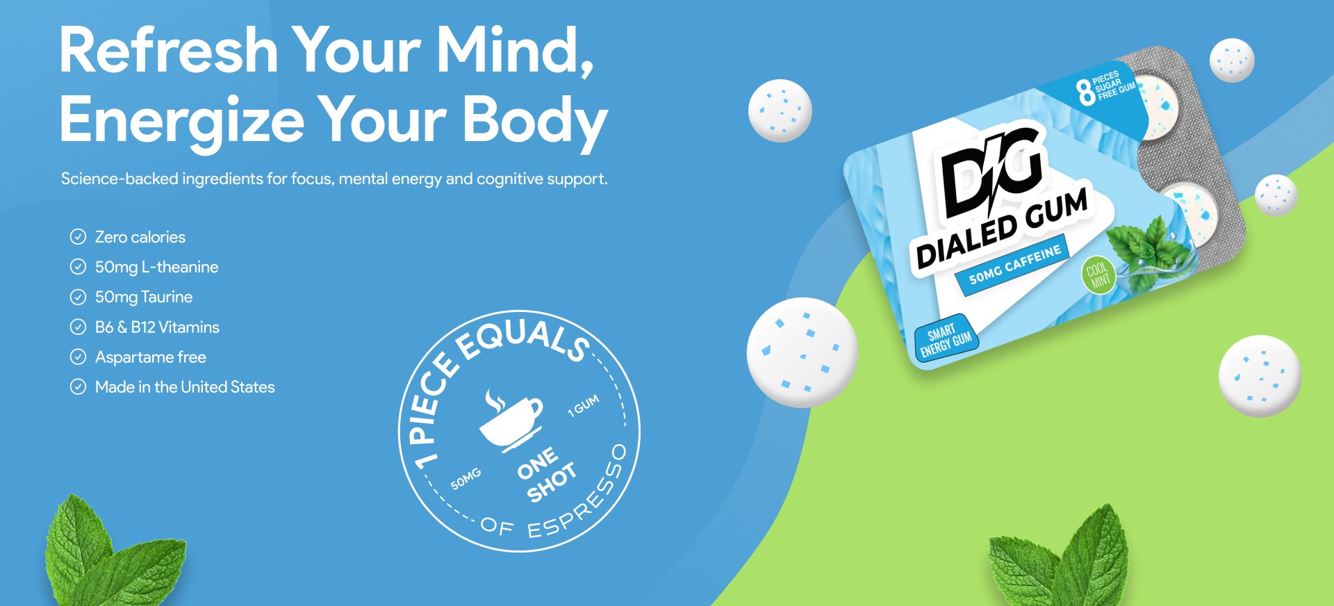 Dialed Gum - Chewable Gum for Improved Energy, Health and Performance